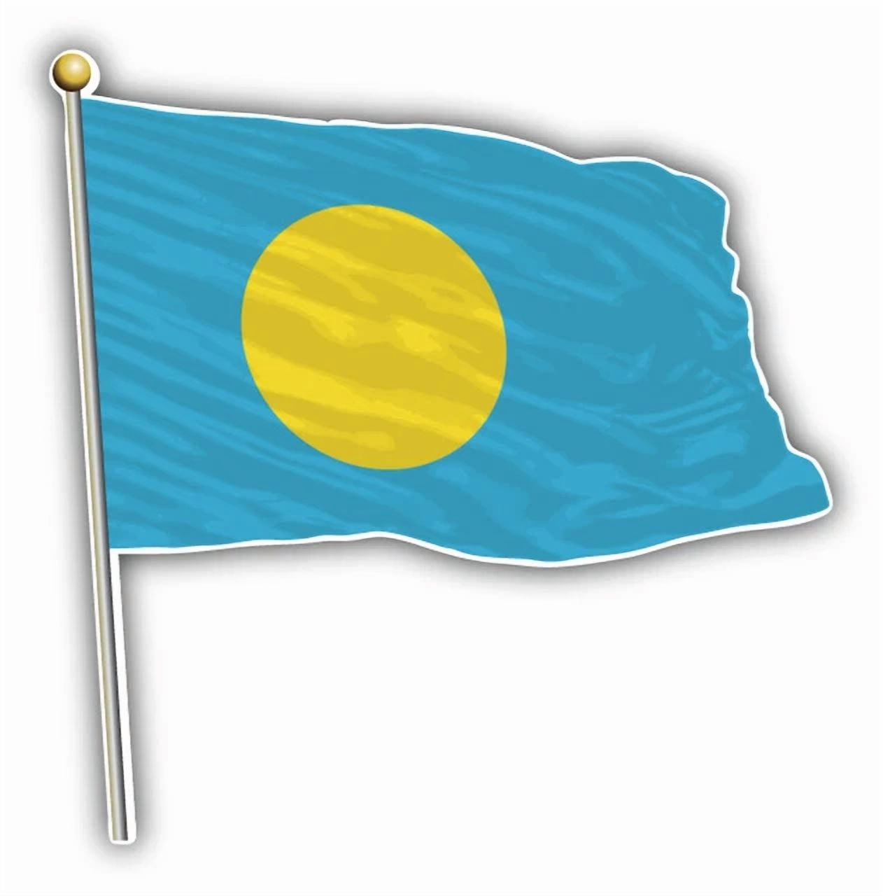 DOPASTICKER Palau Waving Flag Sticker Decal Phone Decal Water Bottle ...