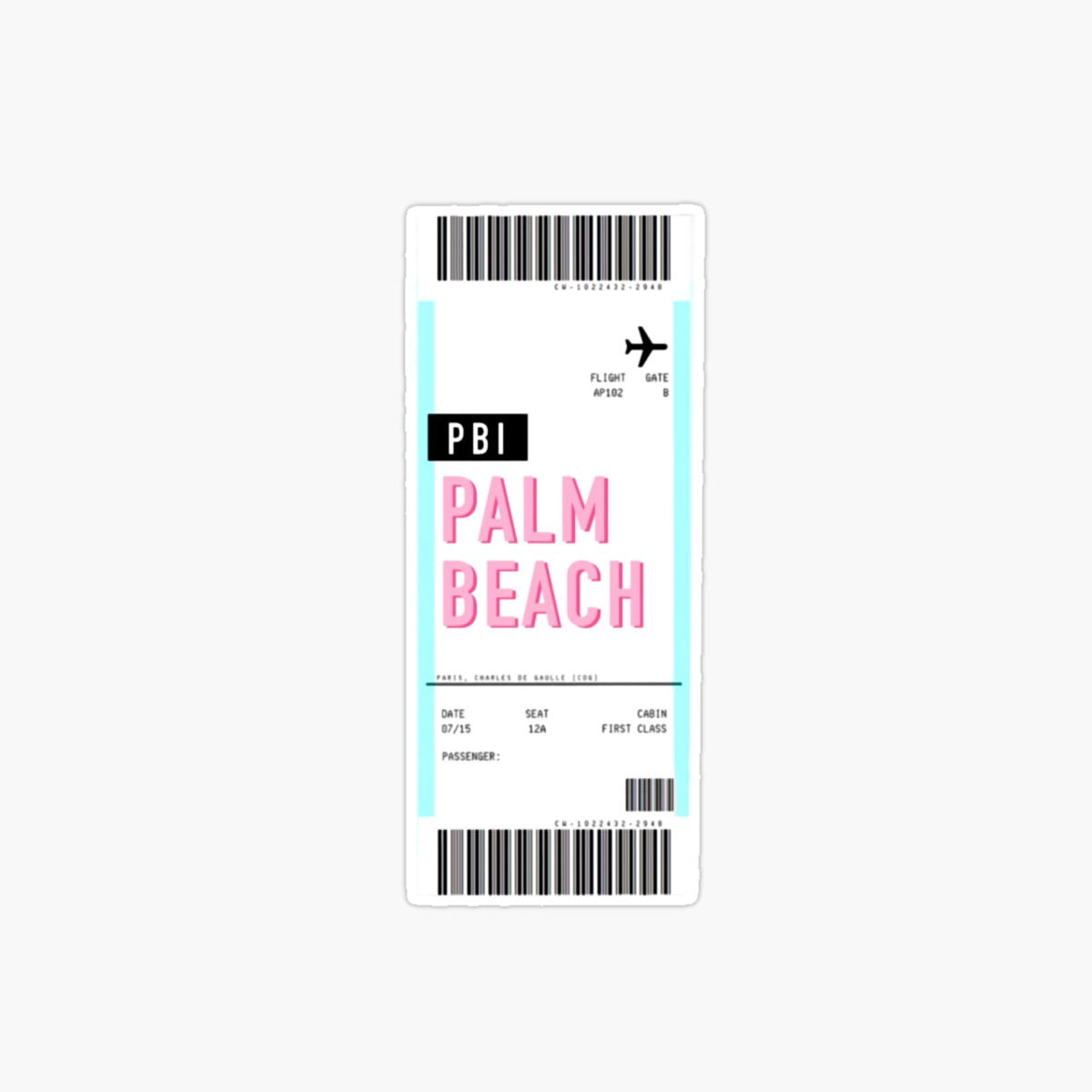 DOPASTICKER Palm Beach Boarding Pass Plane Ticket Sticker, Phone ...