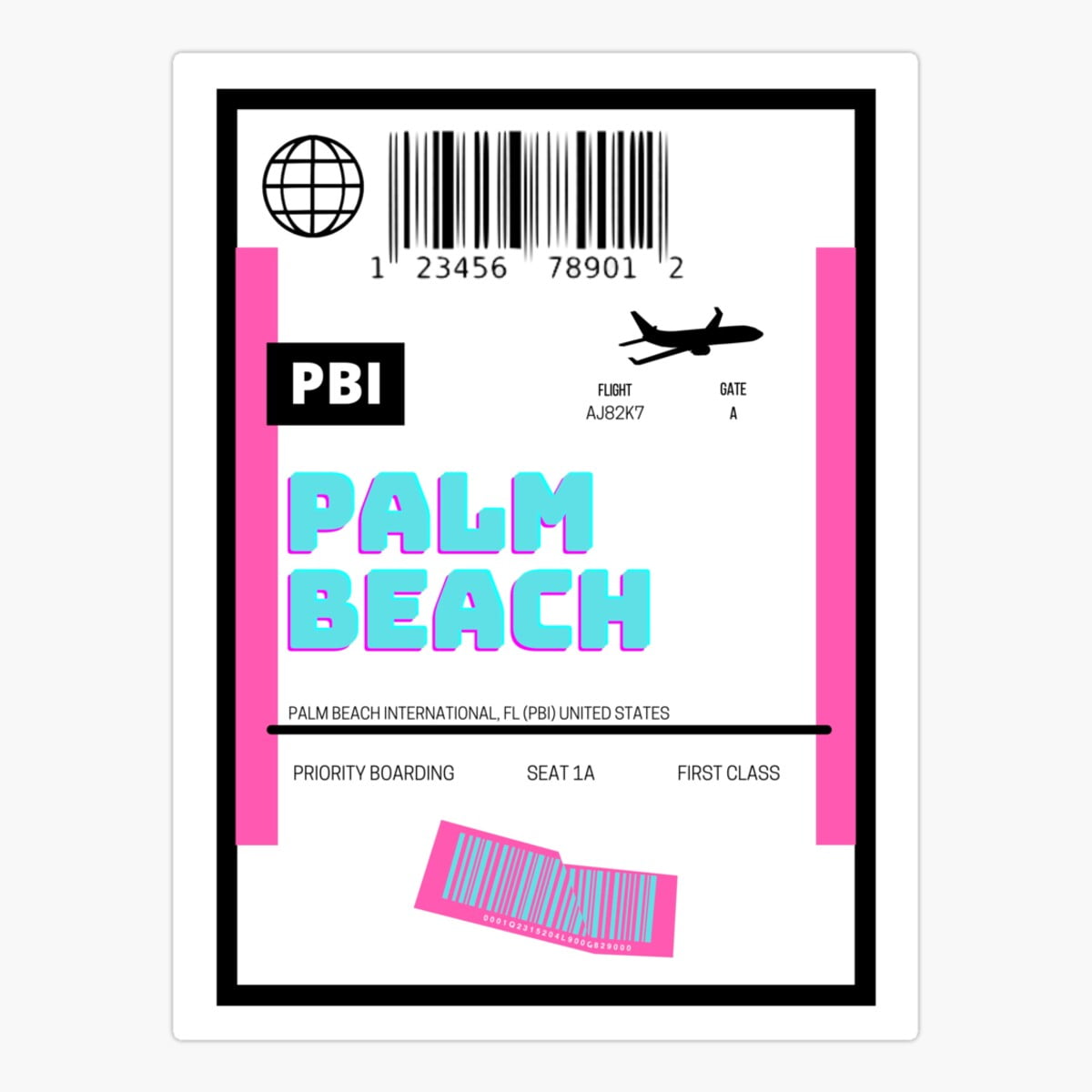 DOPASTICKER Palm Beach Boarding Pass Sticker, Phone Sticker Car ...