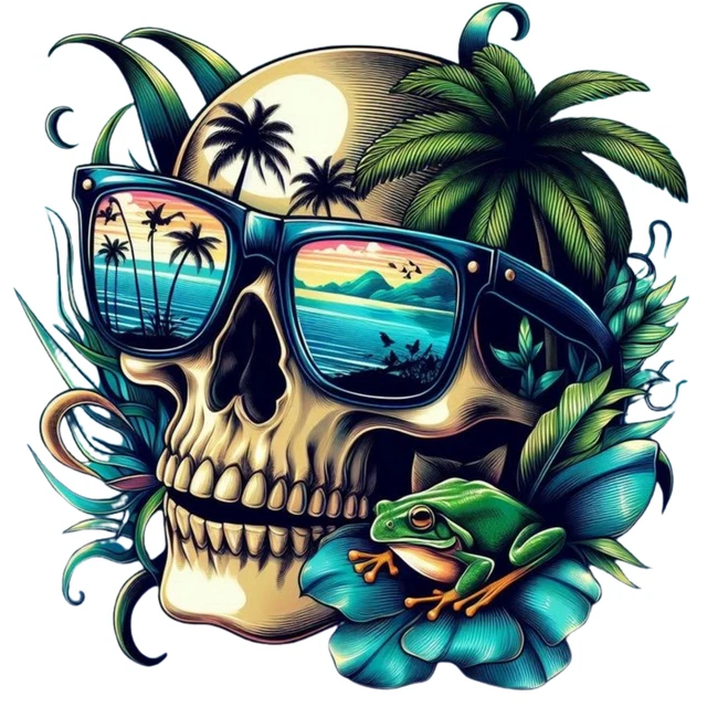 DOPASTICKER Palm Trees Skull Sticker Street Art Urban Edgy Grunge Punk ...