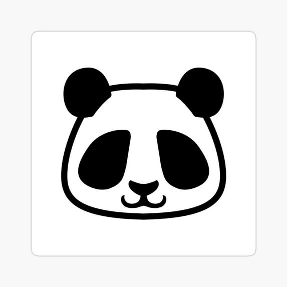 DOPASTICKER Panda Black And White Minimalist Pictogram, Phone Sticker ...