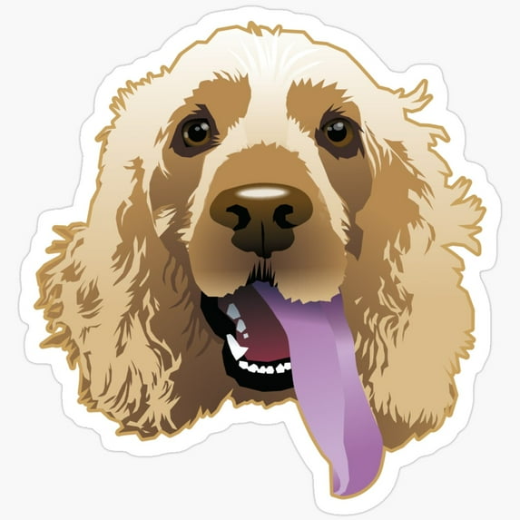 DOPASTICKER Panting Dog Brandie Golden Cocker Spaniel Sticker ...