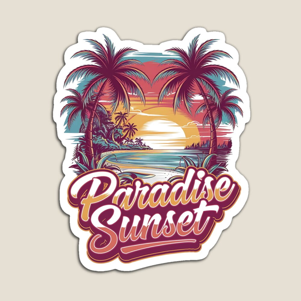 DOPASTICKER Paradise Sunset - Less Worries More Palms - Think Palm ...
