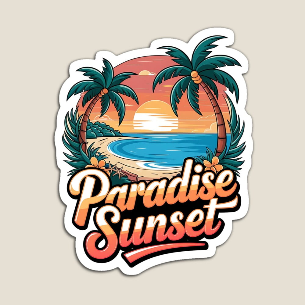 DOPASTICKER Paradise Sunset - Less Worries More Palms - Think Palm ...