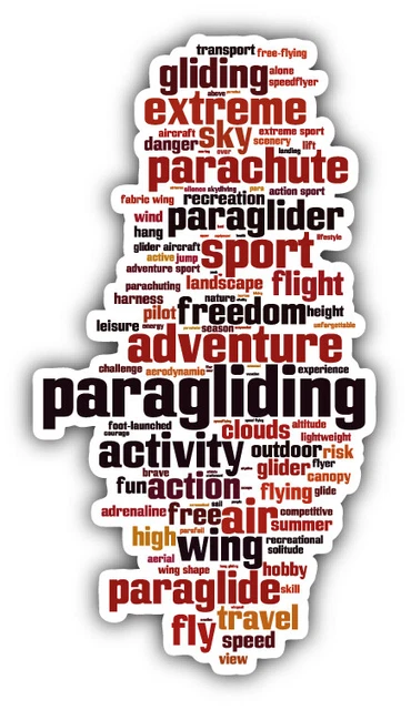 DOPASTICKER Paragliding Word Cloud Sticker Decal Phone Decal Water ...