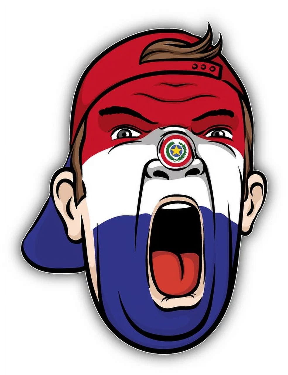 DOPASTICKER Paraguay Football Fan National Flag Face Soccer Car Sticker ...