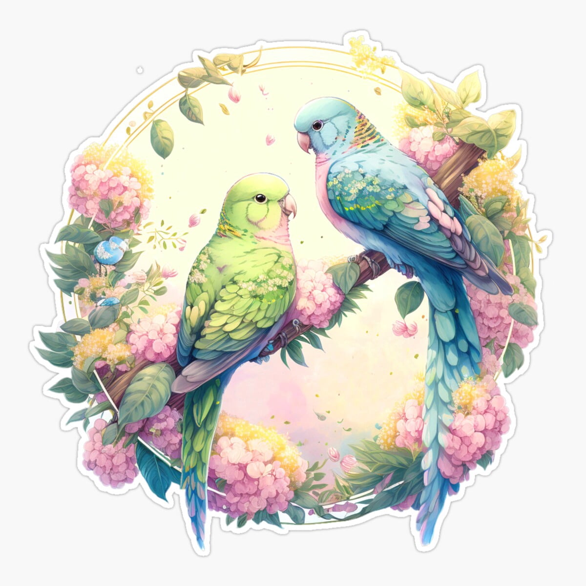 DOPASTICKER Parakeet Couple Sticker, Phone Sticker Car Stickers ...
