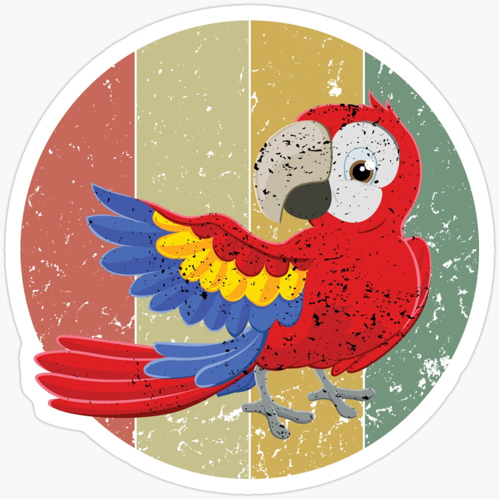 DOPASTICKER Parrot Lovers Gift, Parrots Retro Vintage Sunset Gift Idea ...
