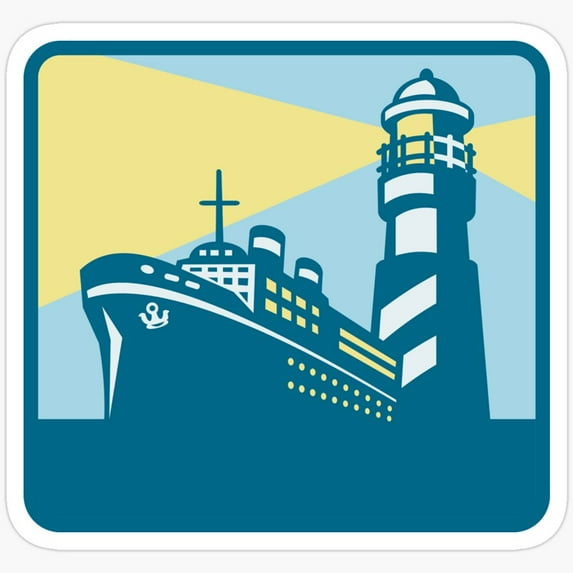 DOPASTICKER Passenger Ship Cargo Boat Lighthouse Retro Sticker Phone ...