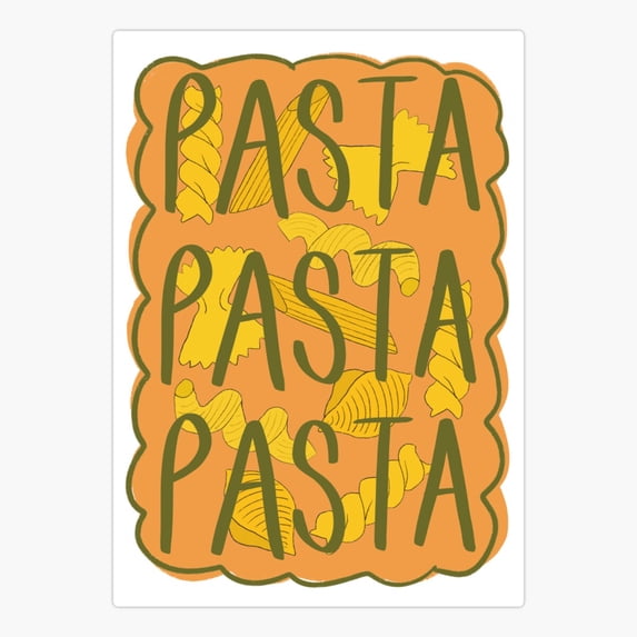 DOPASTICKER Pasta Pasta Pasta Typography Art Print Sticker, Phone ...