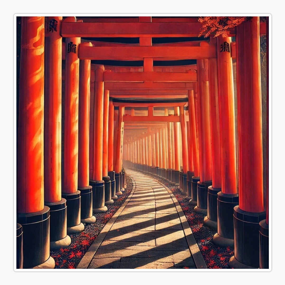 DOPASTICKER Path Of A Thousand Torii Gates Sticker, Phone Sticker Car ...