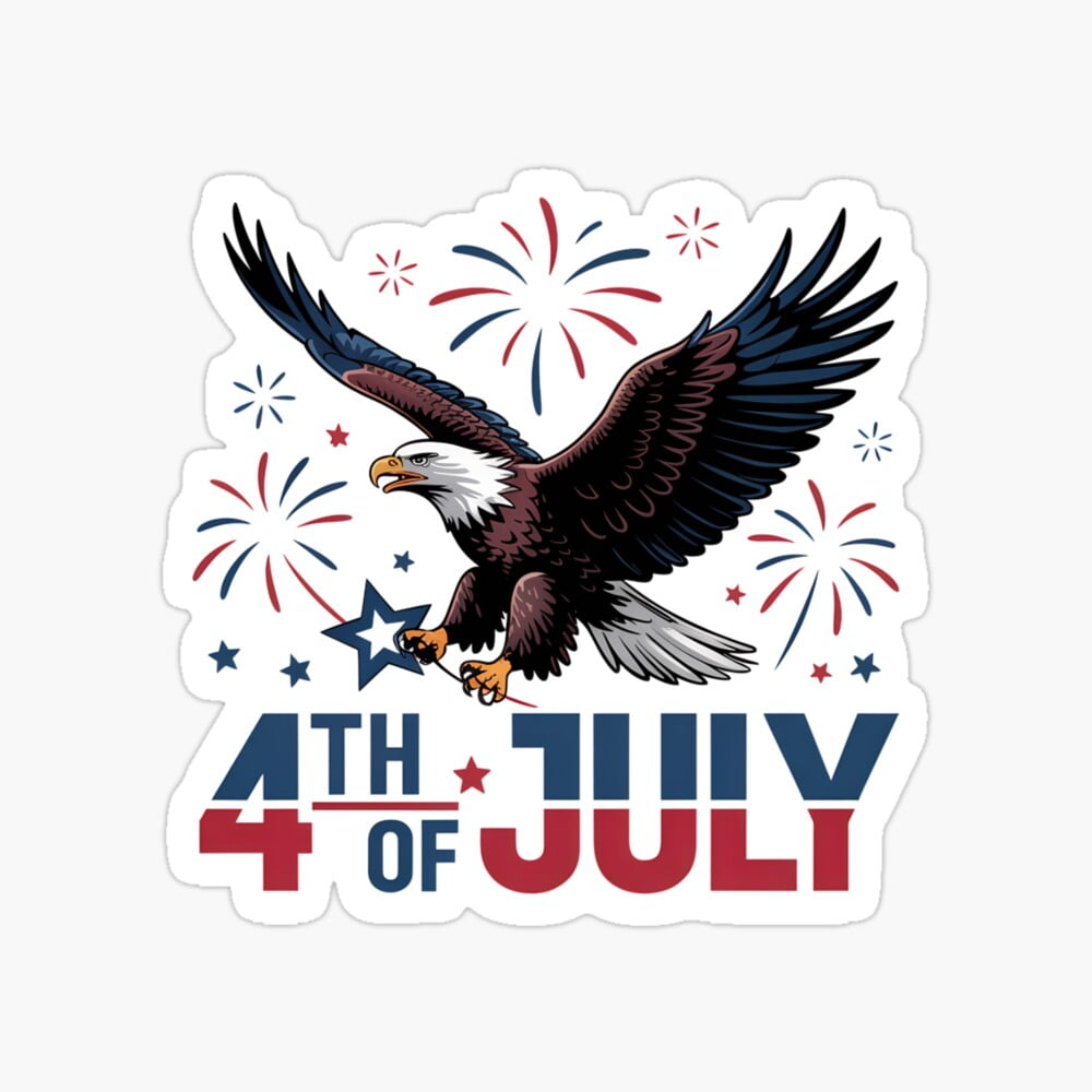 DOPASTICKER Patriotic 4Th Of July Fireworks With Bald Eagle Sticker ...