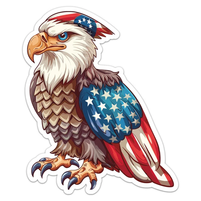 DOPASTICKER Patriotic American Bald Eagle Flag Sticker Decal Phone ...