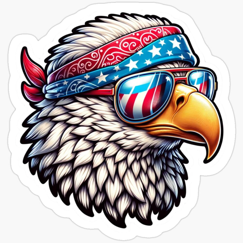 DOPASTICKER Patriotic American Bald Eagle Sticker Fourth Of July ...