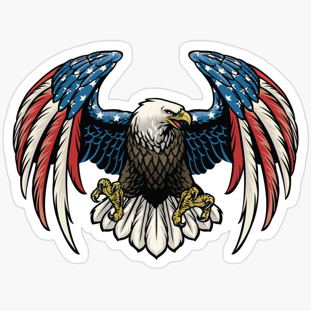 DOPASTICKER Patriotic American Bald Eagle - Usa Flag Sticker Phone ...