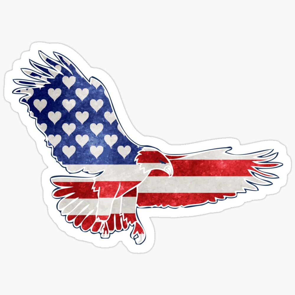 DOPASTICKER Patriotic American Flag Eagle Sticker Fourth Of July ...