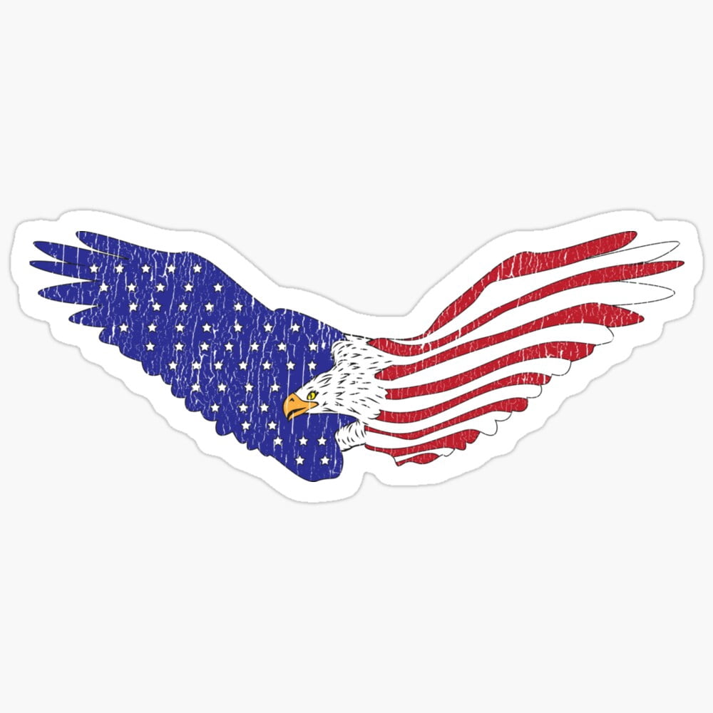 DOPASTICKER Patriotic Bald Eagle American Flag 4Th Of July Gift Sticker ...