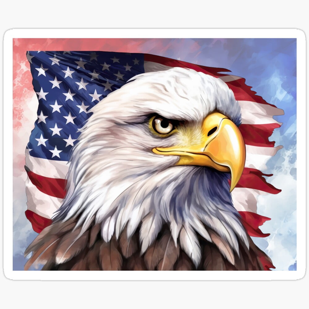 DOPASTICKER Patriotic Eagle Design With American Flag Background ...