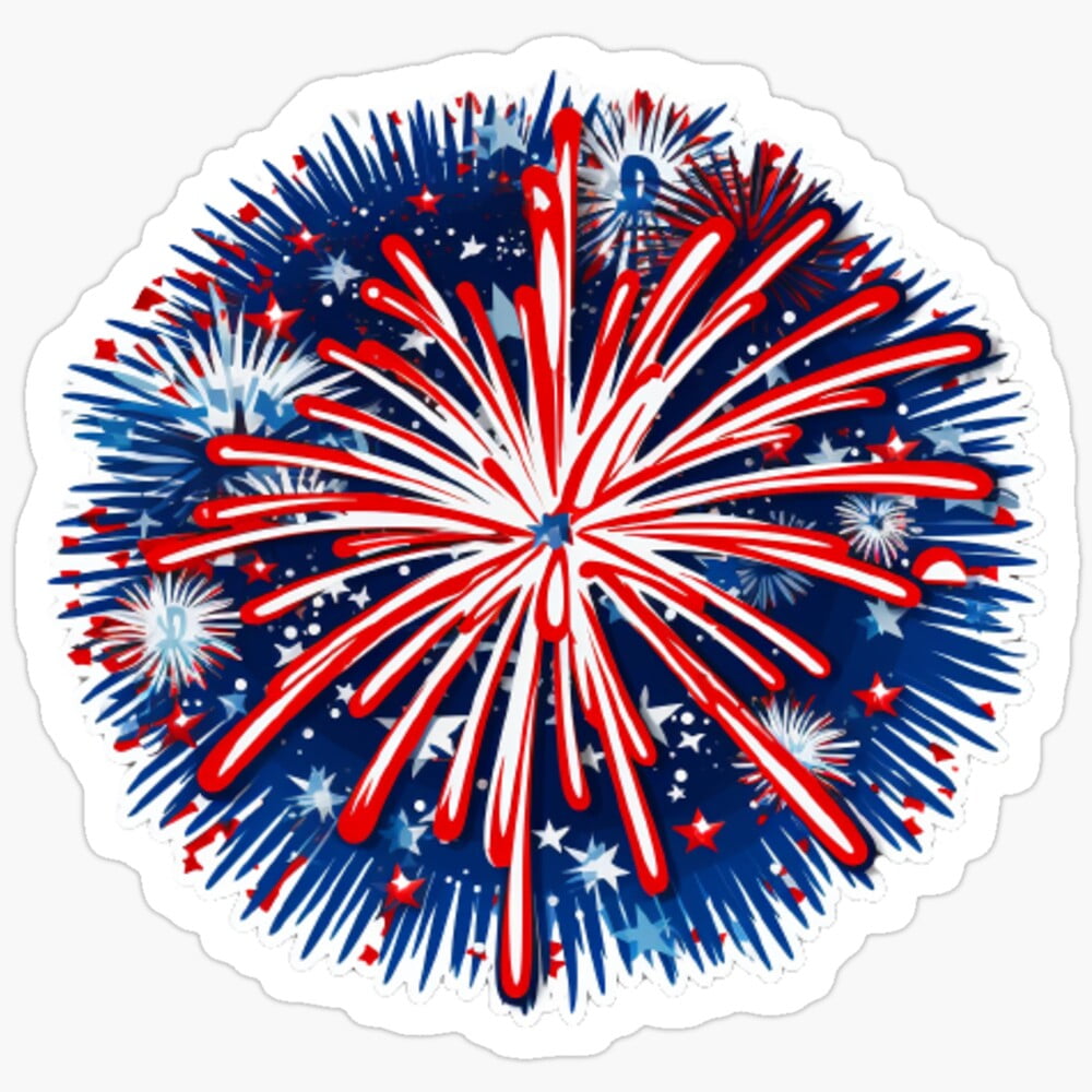 DOPASTICKER Patriotic Fireworks Burst Sticker Fourth Of July Sticker ...