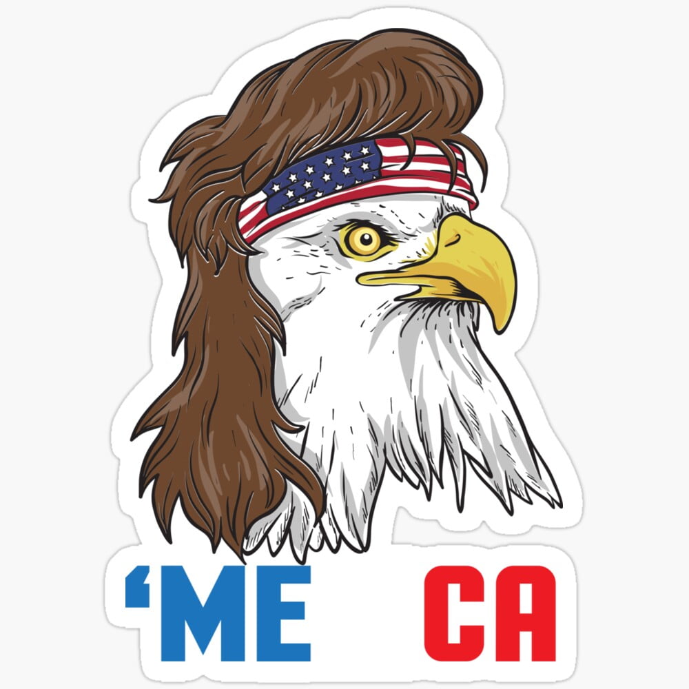 DOPASTICKER Patriotic Mullet Eagle Independence Day 4Th Of July Sticker ...