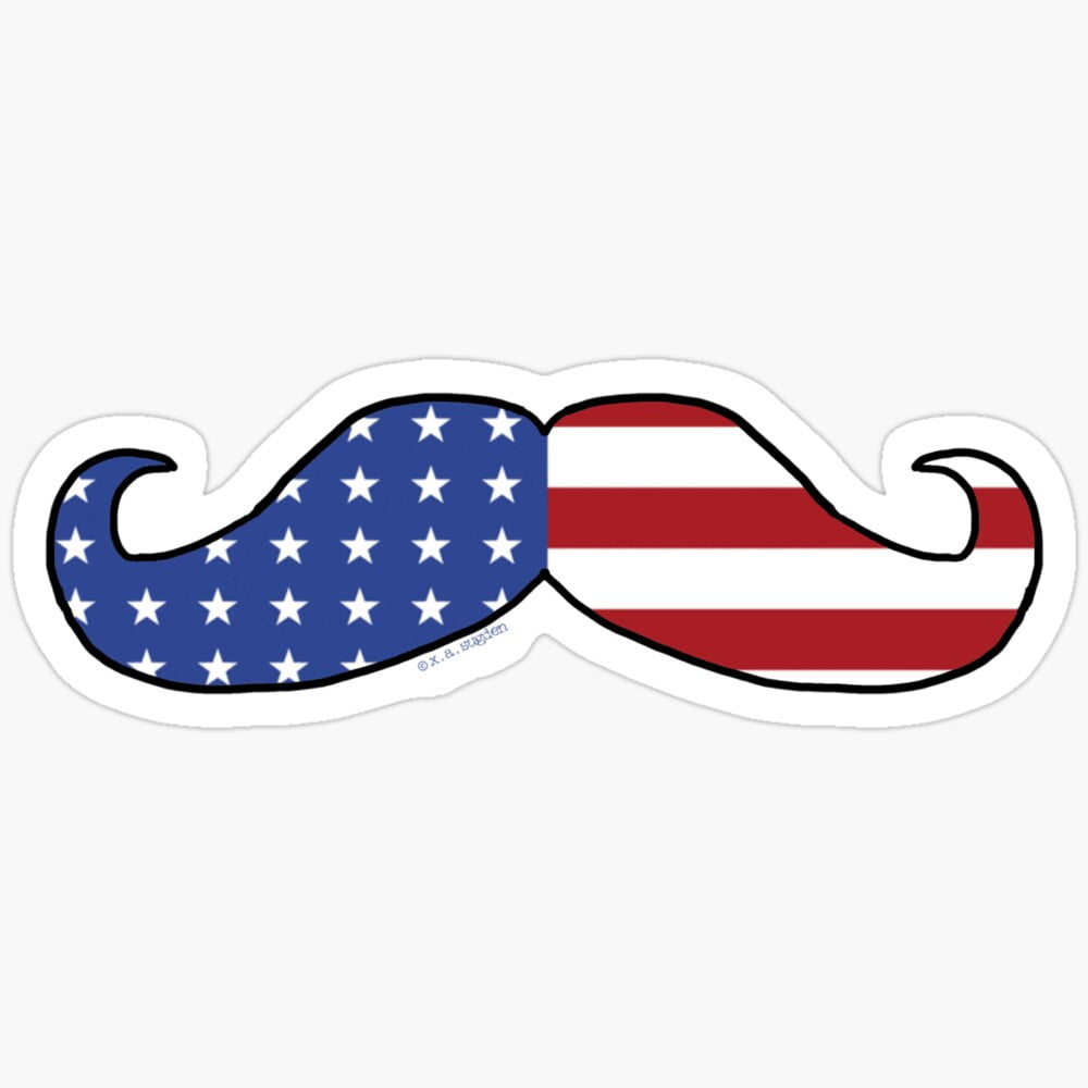 DOPASTICKER Patriotic Mustache Sticker Fourth Of July Sticker, Memorial ...