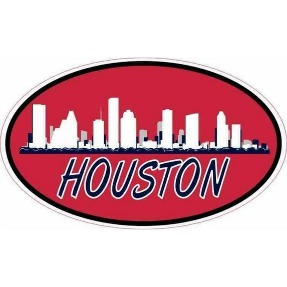 DOPASTICKER Patriotic Oval Houston Skyline Sticker Phone Sticker, Latop ...
