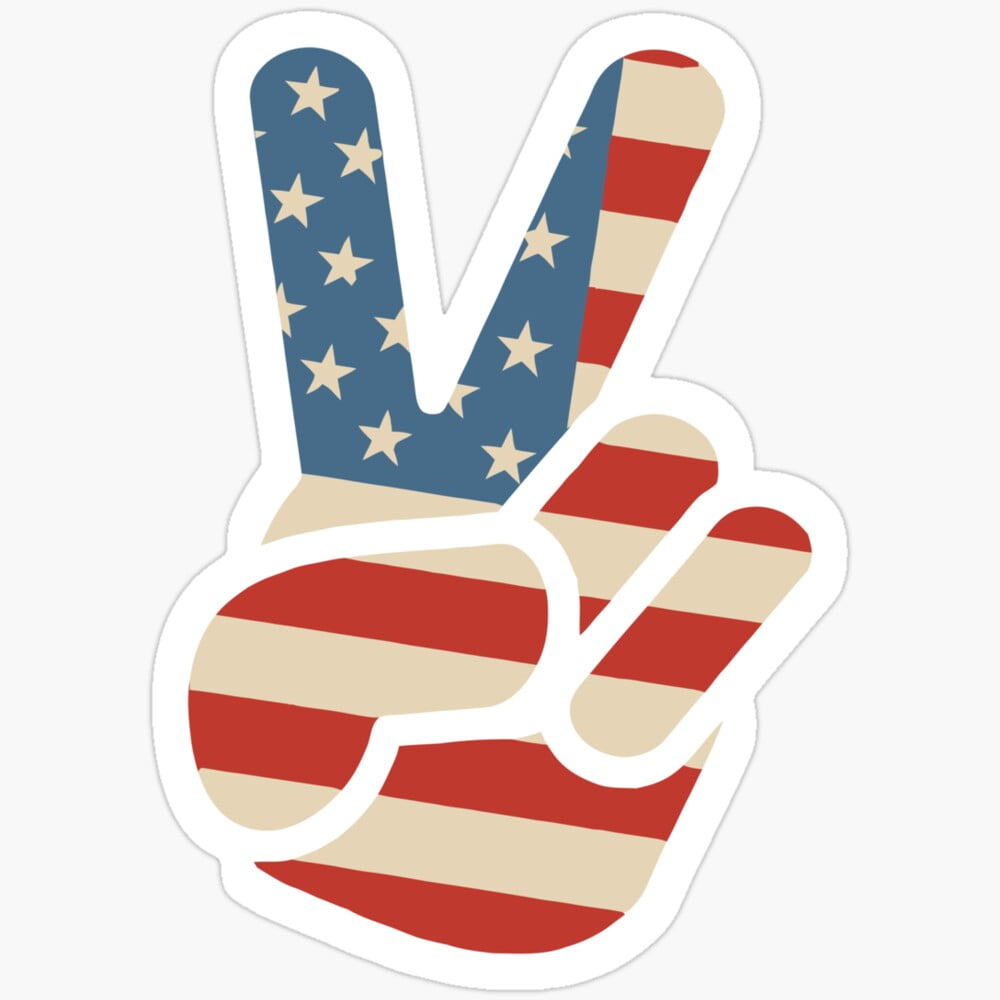 DOPASTICKER Patriotic Peace Sign Sticker Fourth Of July Sticker ...