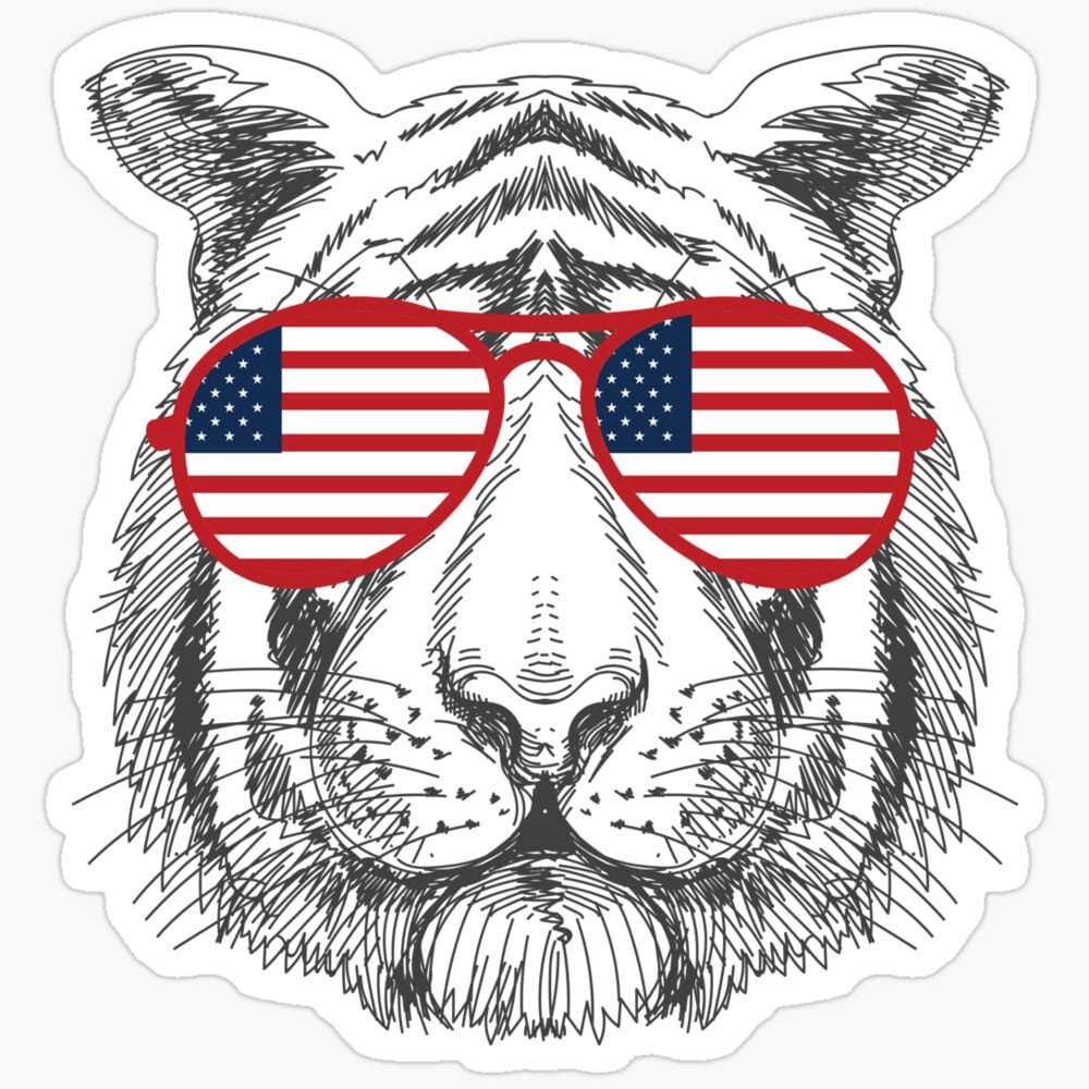 DOPASTICKER Patriotic Tiger Sticker Fourth Of July Sticker, Memorial ...
