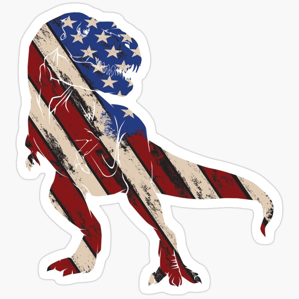 DOPASTICKER Patriotic Us Flag T-Rex Sticker Fourth Of July Sticker ...