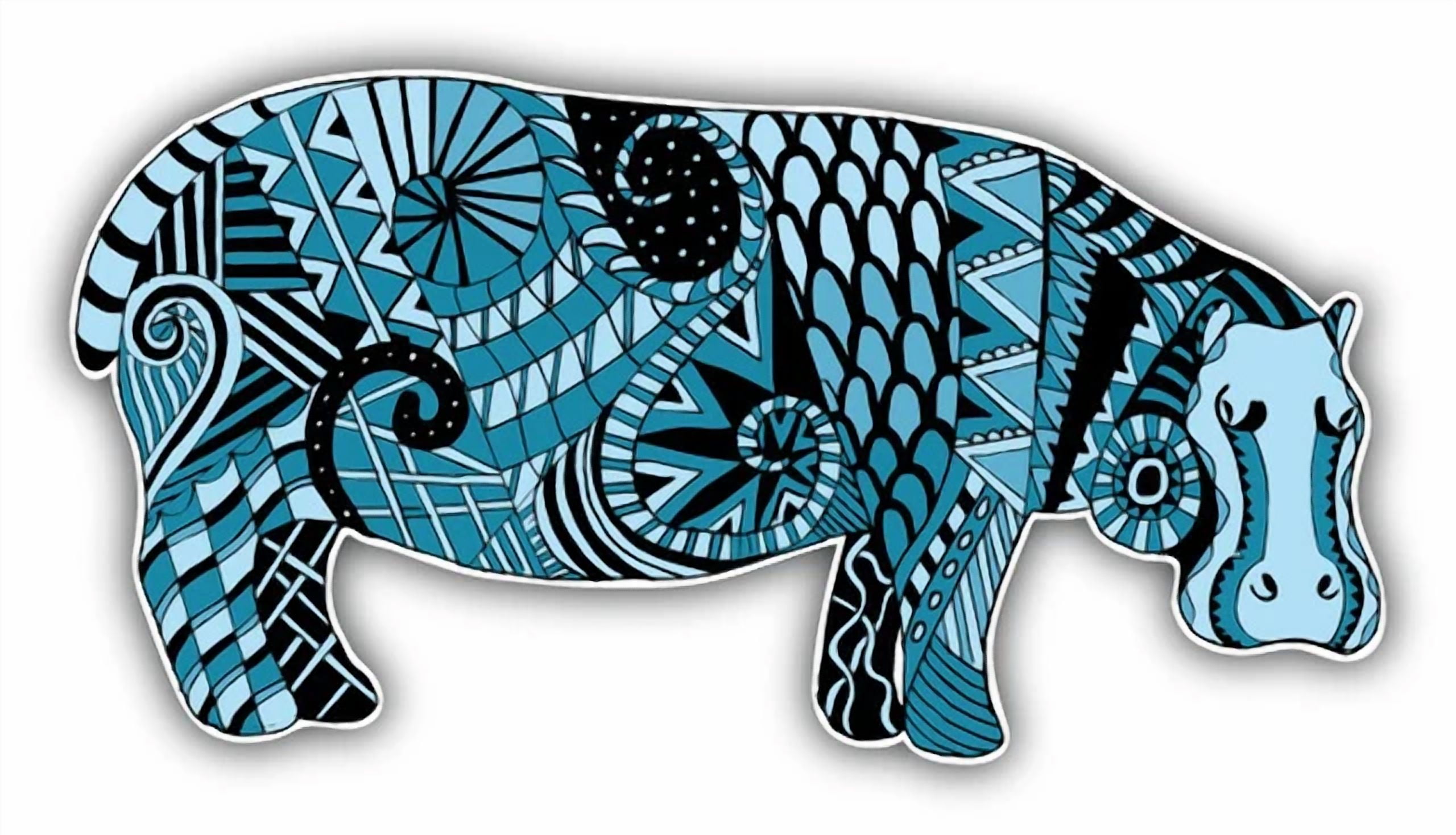 DOPASTICKER Patterned Hippo Car Sticker Phone Water Bottle Stickers ...