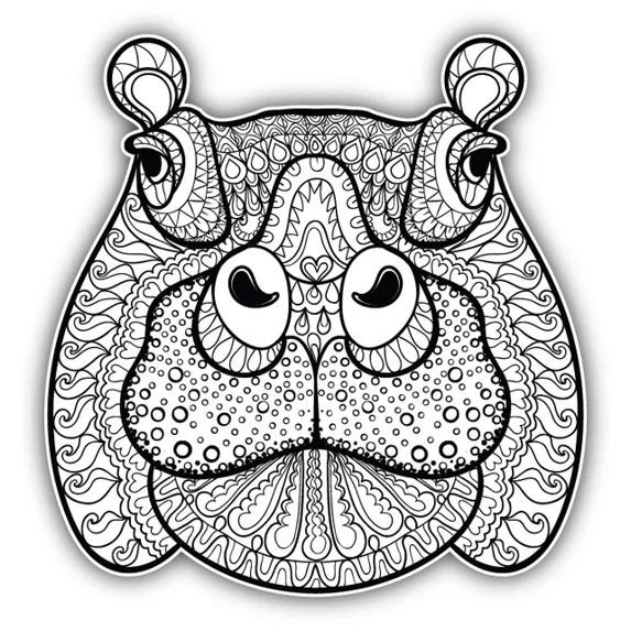 DOPASTICKER Patterned Hippo Face Sticker Decal Phone Decal Water Bottle ...