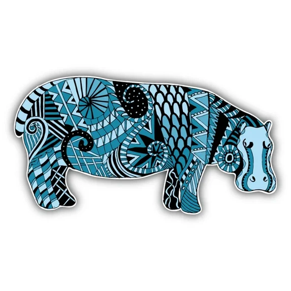 DOPASTICKER Patterned Hippo Sticker Decal Phone Decal Water Bottle ...