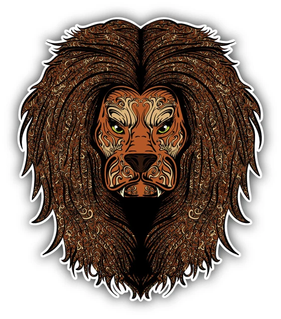 DOPASTICKER Patterned Lion Head Sticker Decal Phone Decal Water Bottle ...