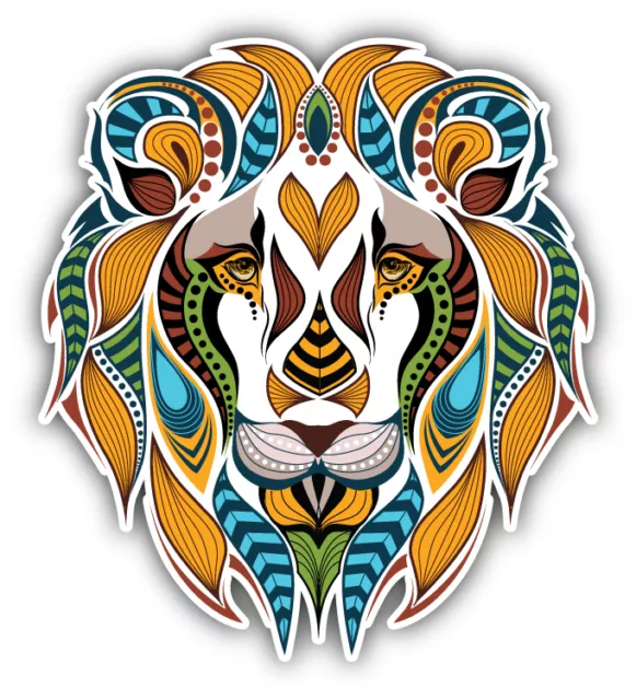 DOPASTICKER Patterned Lion Head Sticker Decal Phone Decal Water Bottle ...