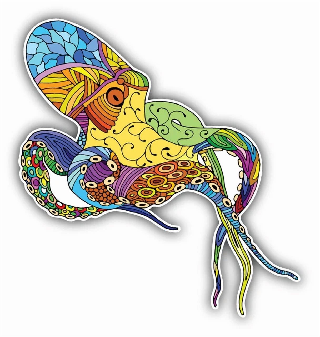 DOPASTICKER Patterned Octopus Car Sticker Deca Phone Water Bottle ...