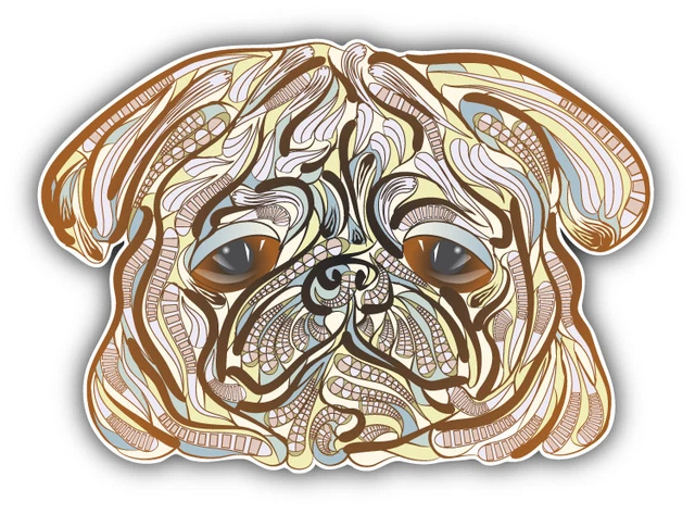 DOPASTICKER Patterned Pug Dog Face Sticker Decal Phone Decal Water ...