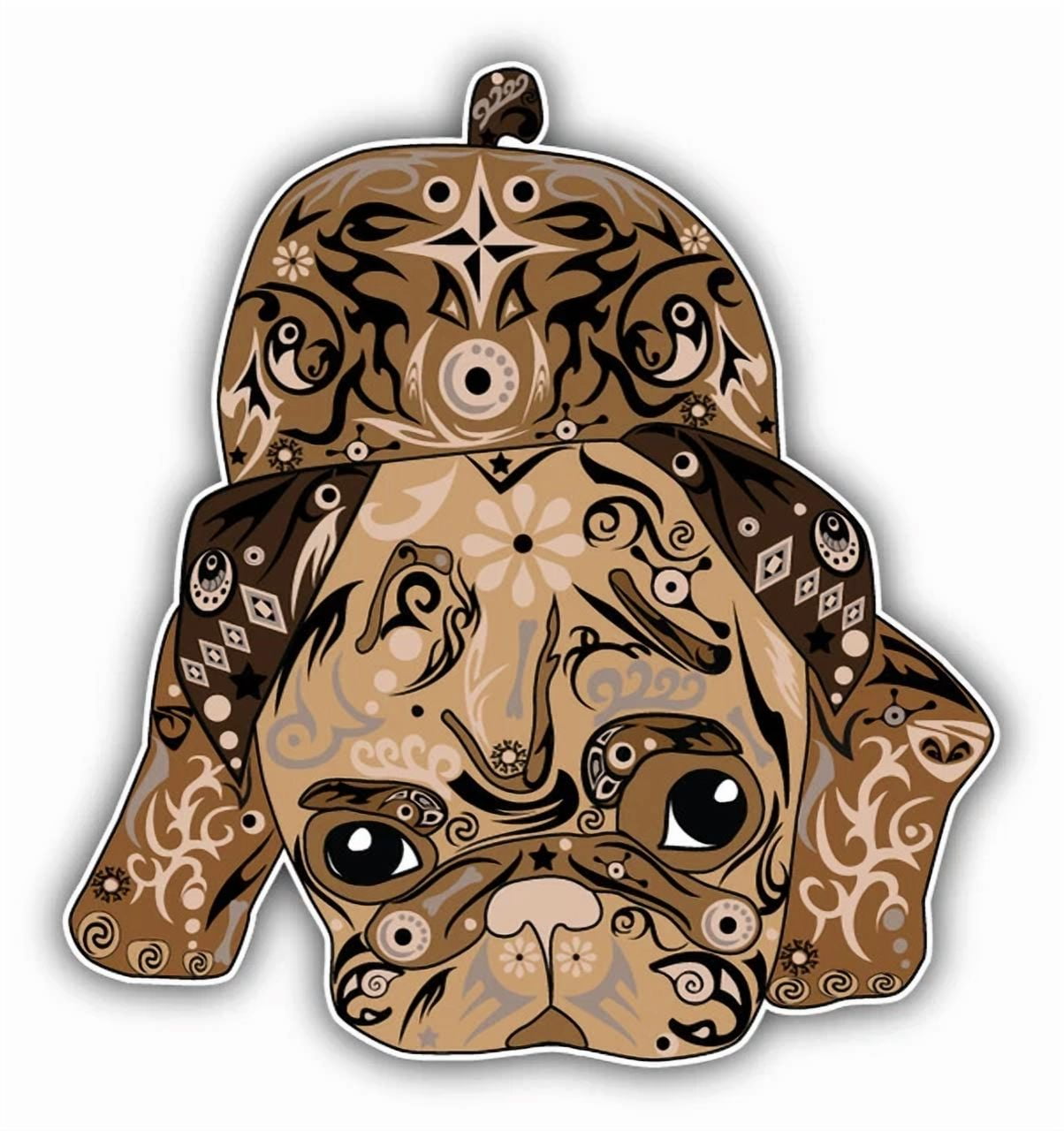 DOPASTICKER Patterned Pug Dog Puppy Sticker Decal Phone Decal Water ...