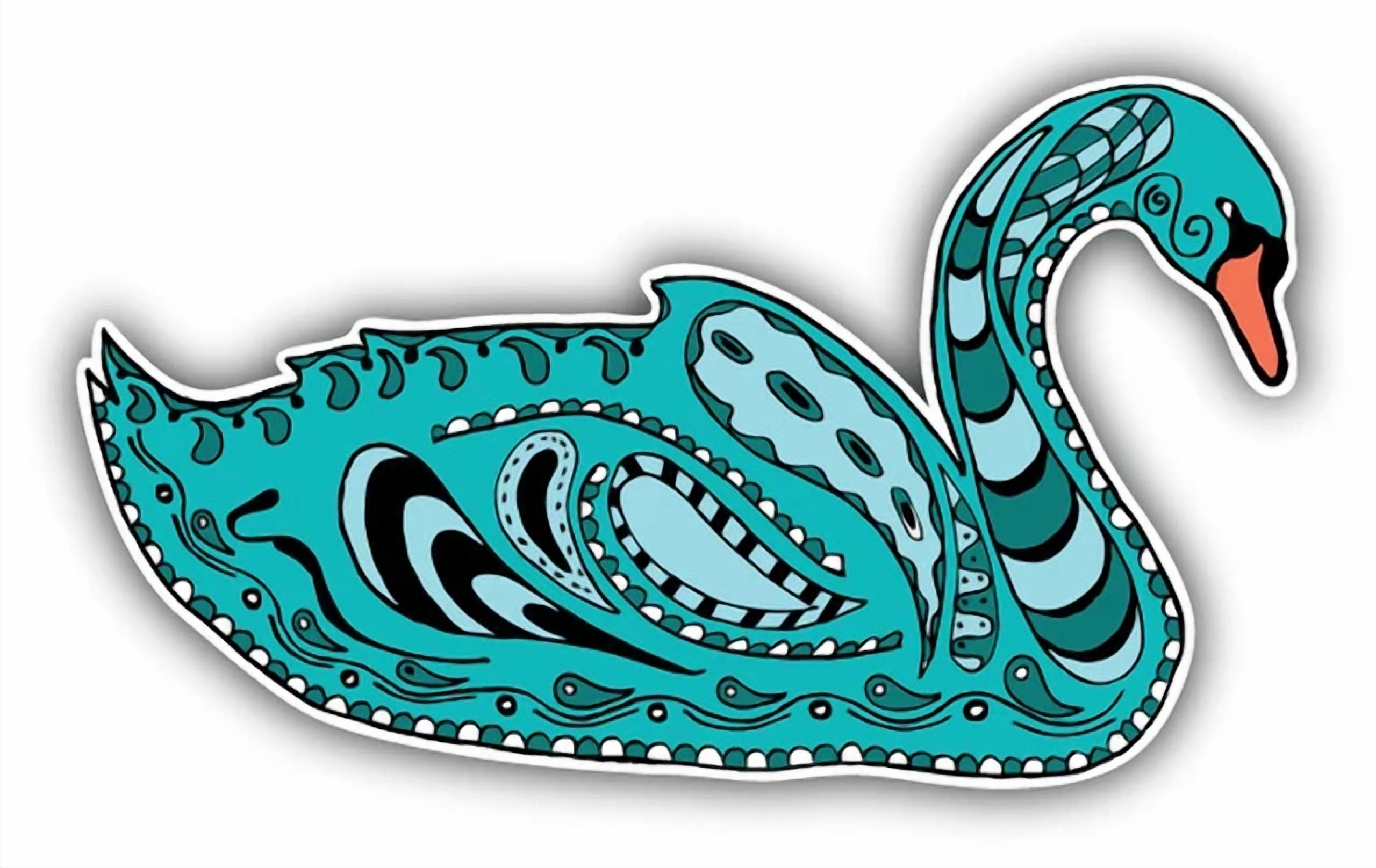 DOPASTICKER Patterned Swan Sticker Decal Phone Decal Water Bottle ...