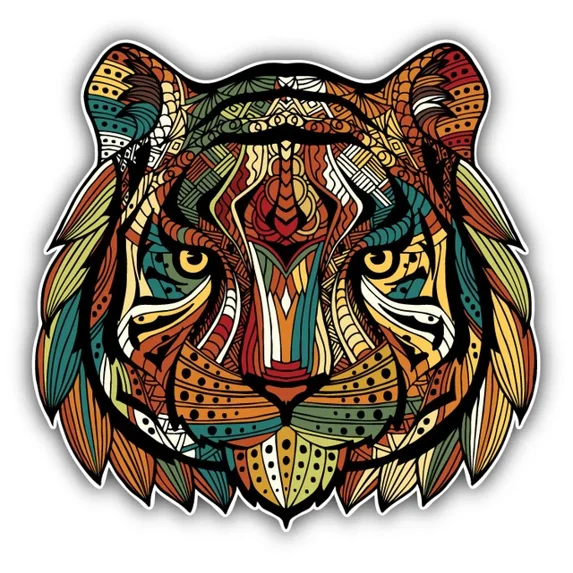 DOPASTICKER Patterned Tiger Head Animal Sticker Decal Phone Decal Water ...