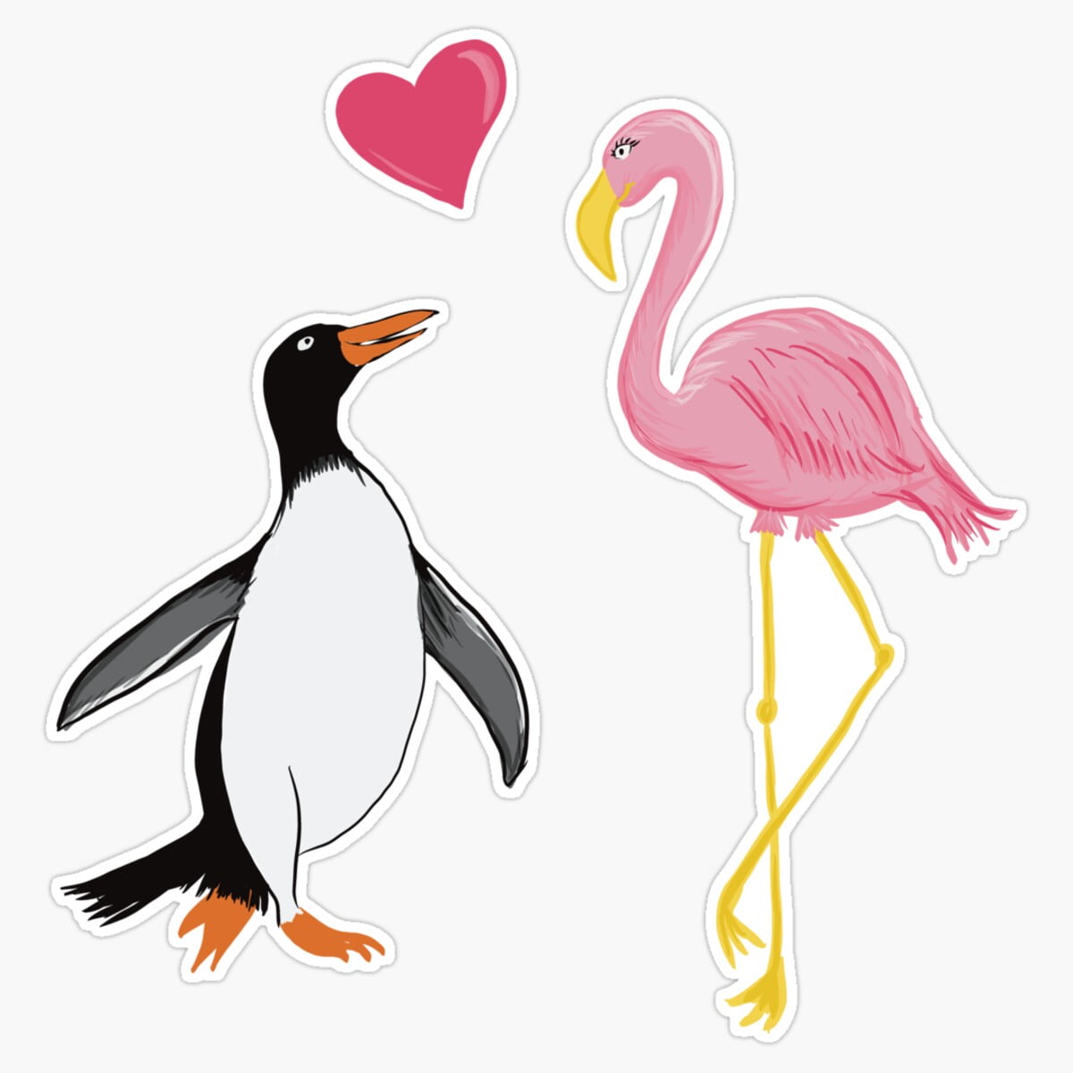 DOPASTICKER Paul Penguin & Frieda Flamingo Sticker, Phone Sticker Car ...