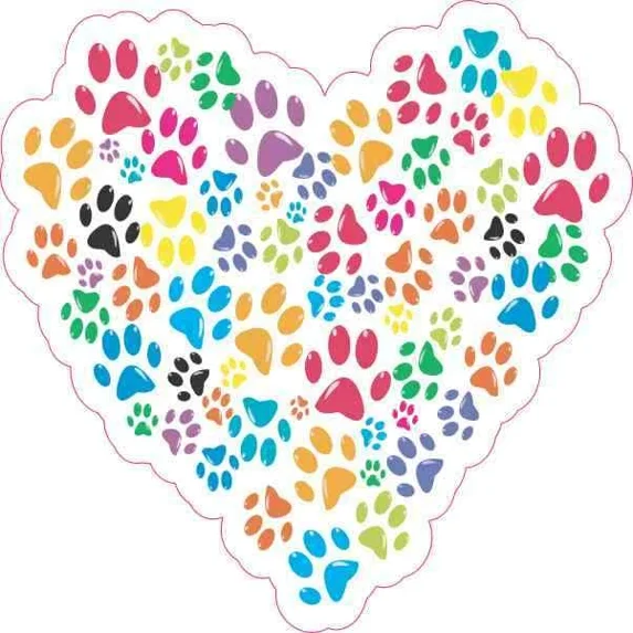 DOPASTICKER Paw Print Heart Sticker Animals Car Cup Sticker Phone ...