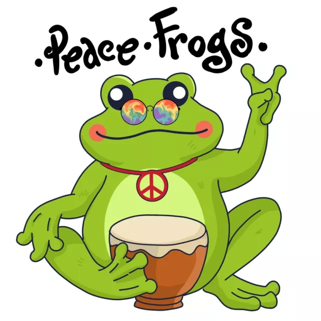 DOPASTICKER Peace Frog Sticker Green Cute Hippie Boho 60S Hippy Groovy ...