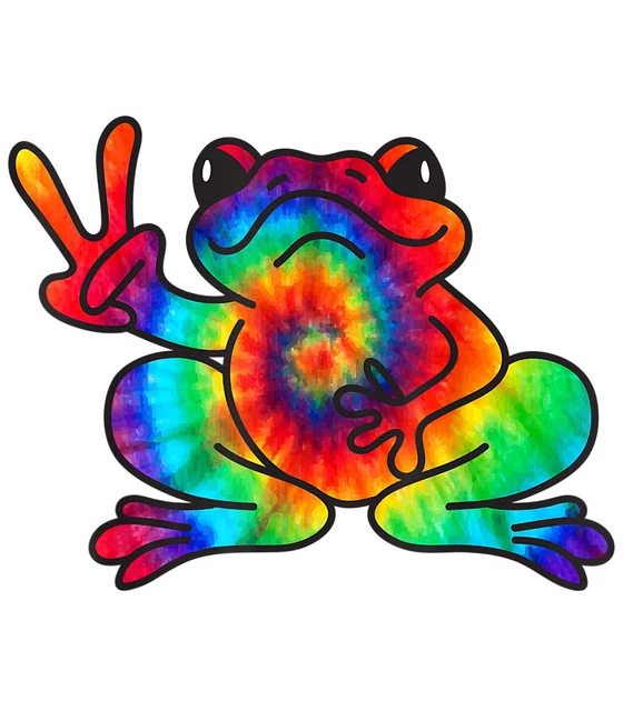 DOPASTICKER Peace Frog Sticker Tree Tie Dye Cute Hippie Boho 60S Hippy ...