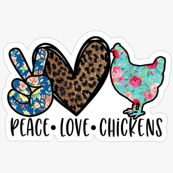 DOPASTICKER Peace Love Chickens - Chicken Mom Sticker Phone Decal Water ...
