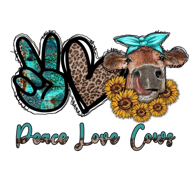 DOPASTICKER Peace Love Cows Sticker Cute Farm Life Rustic Country ...