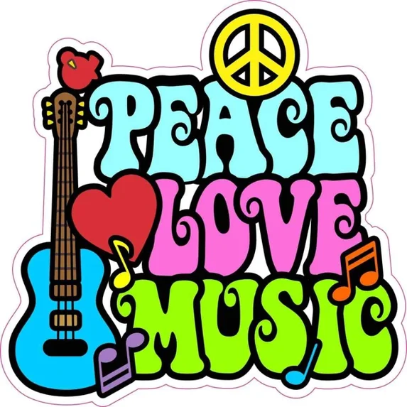DOPASTICKER Peace Love Music Sticker Phone Sticker, Latop Sticker ...