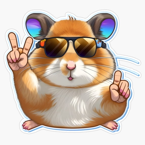 DOPASTICKER Peace Out Hamster With Sunglasses Sticker, Phone Sticker ...