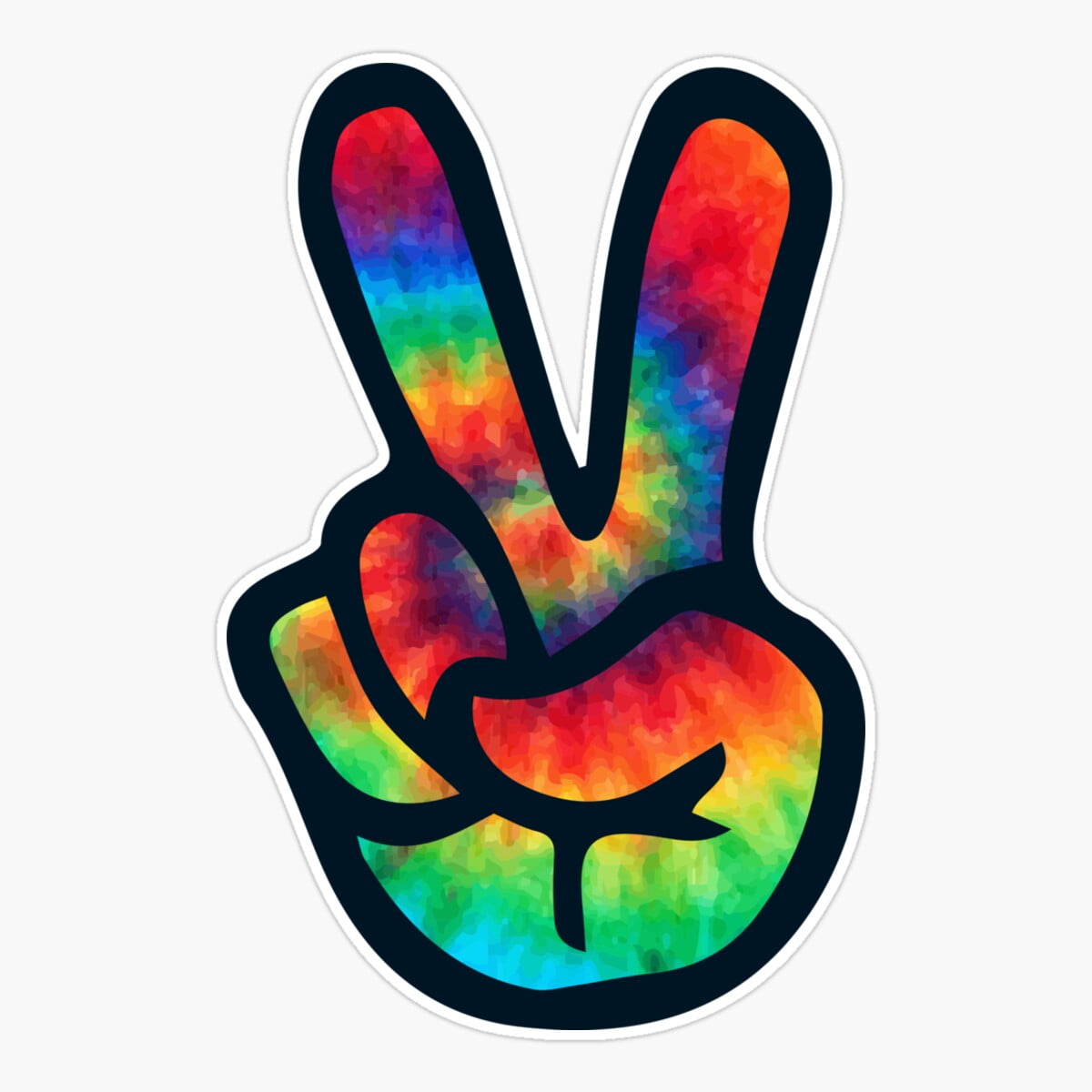 DOPASTICKER Peace Sign Hand Tie Dye , Hippies V Sign Sticker, Phone ...