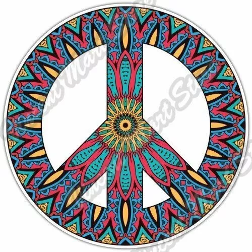 DOPASTICKER Peace Sign Hippie Love Colorful Blue Car Window Sticker ...