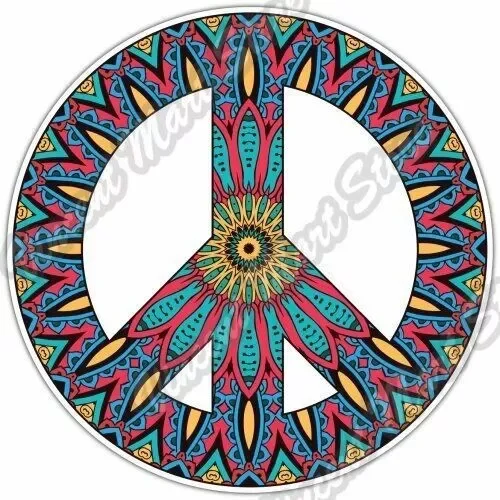 DOPASTICKER Peace Sign Hippie Love Colorful Blue Car Window Sticker ...